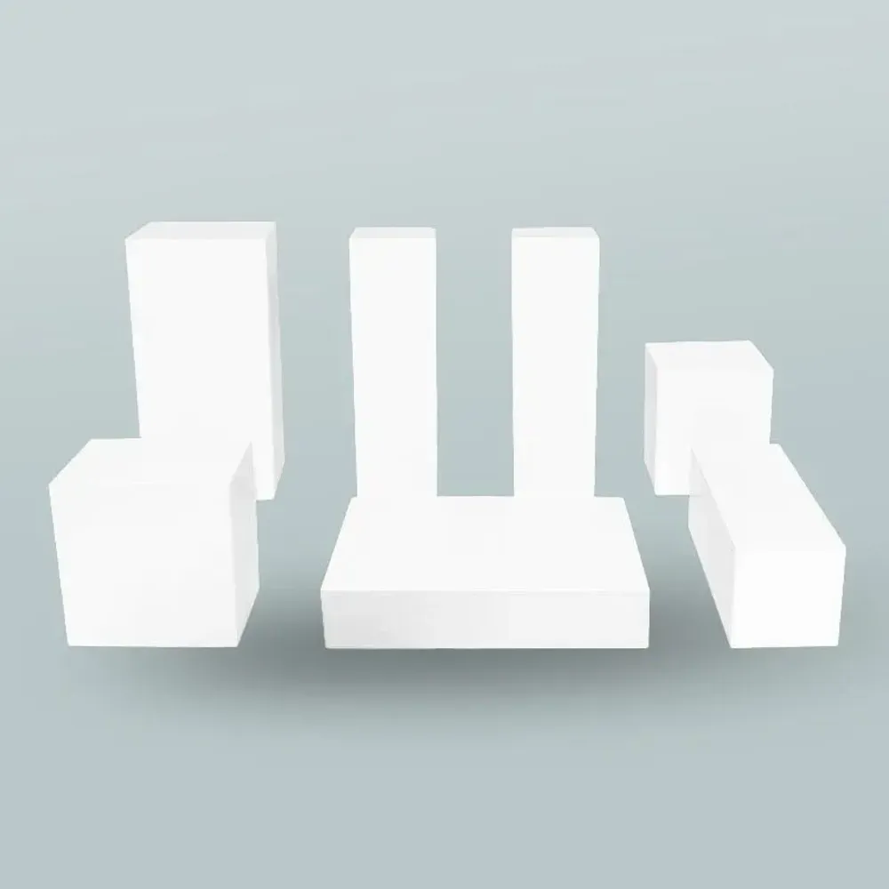 Set of 7 volumes in matte white painted MDF (medium-density fiberboard ...