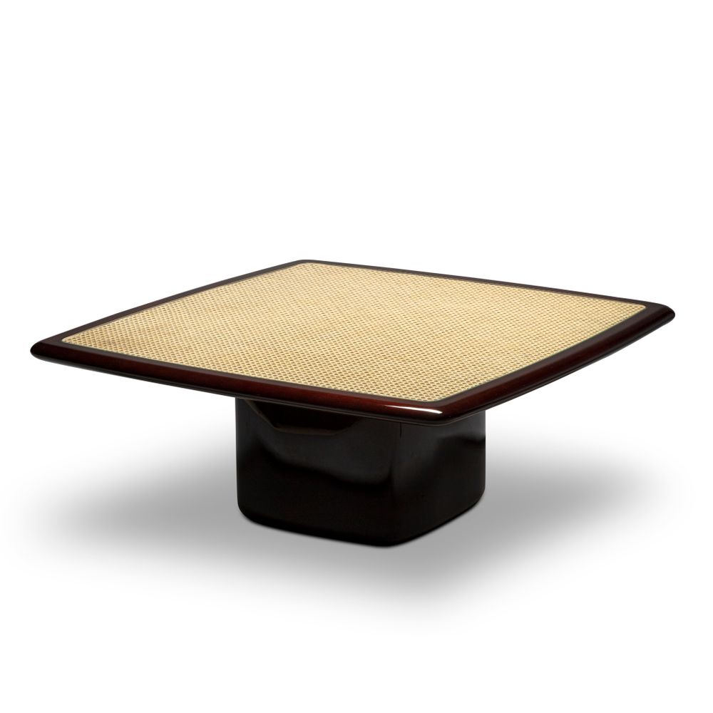 Bossa Square Coffee Table in HG Mahogany Wood and Cane Top - Coffee ...