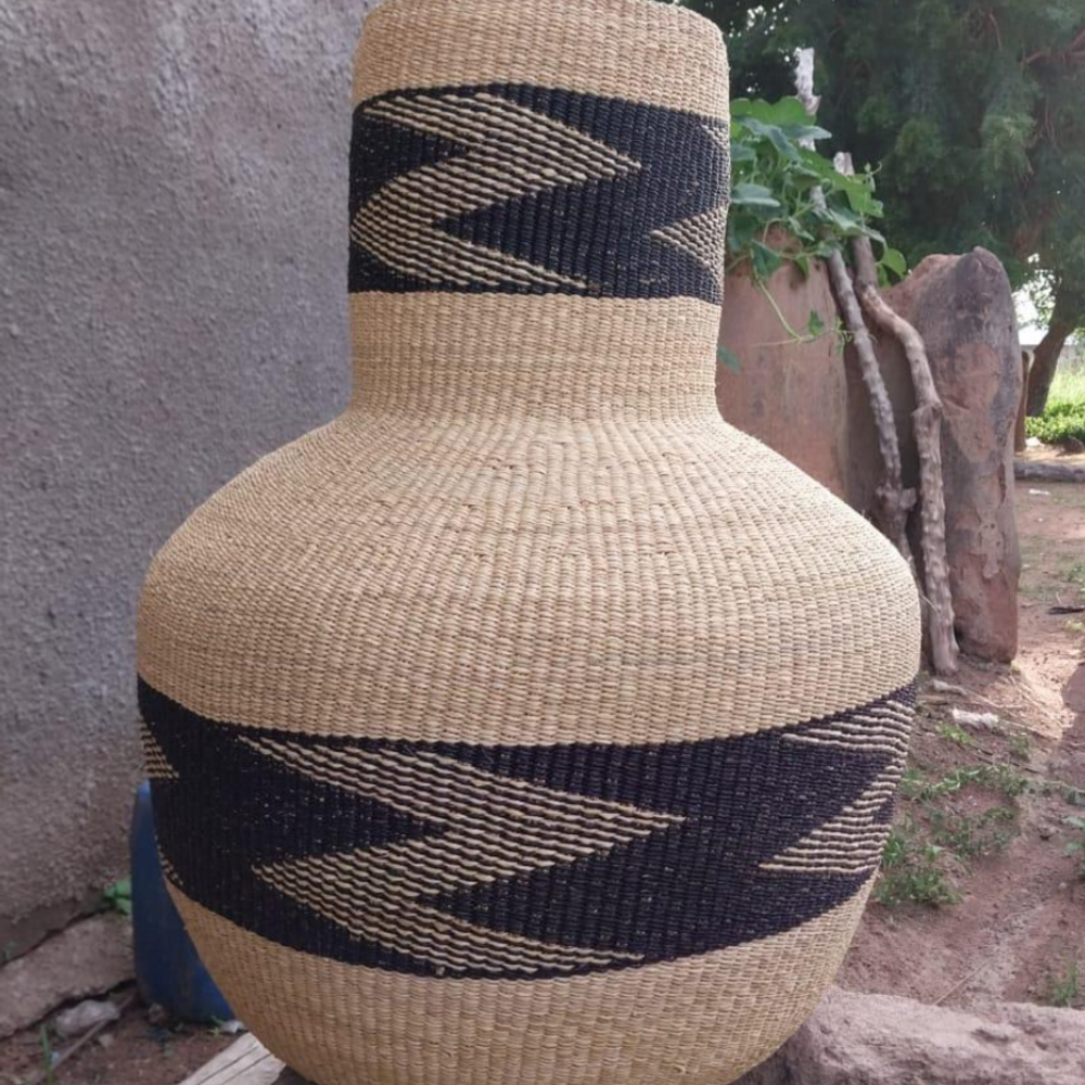 Natural and black long neck basket - Unique pieces - MALKIA HOME ...