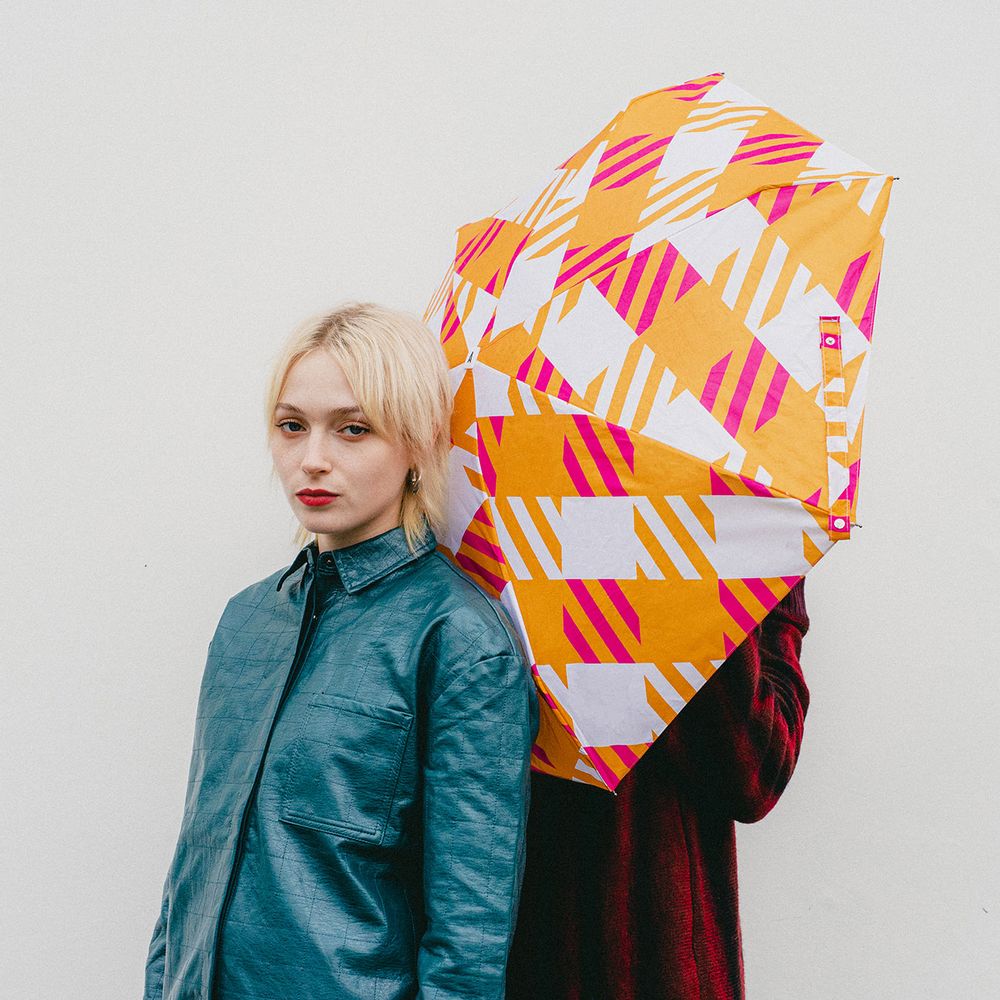 Compact umbrella - Pink & Orange Oversize Gingham Pattern - Sloane ...
