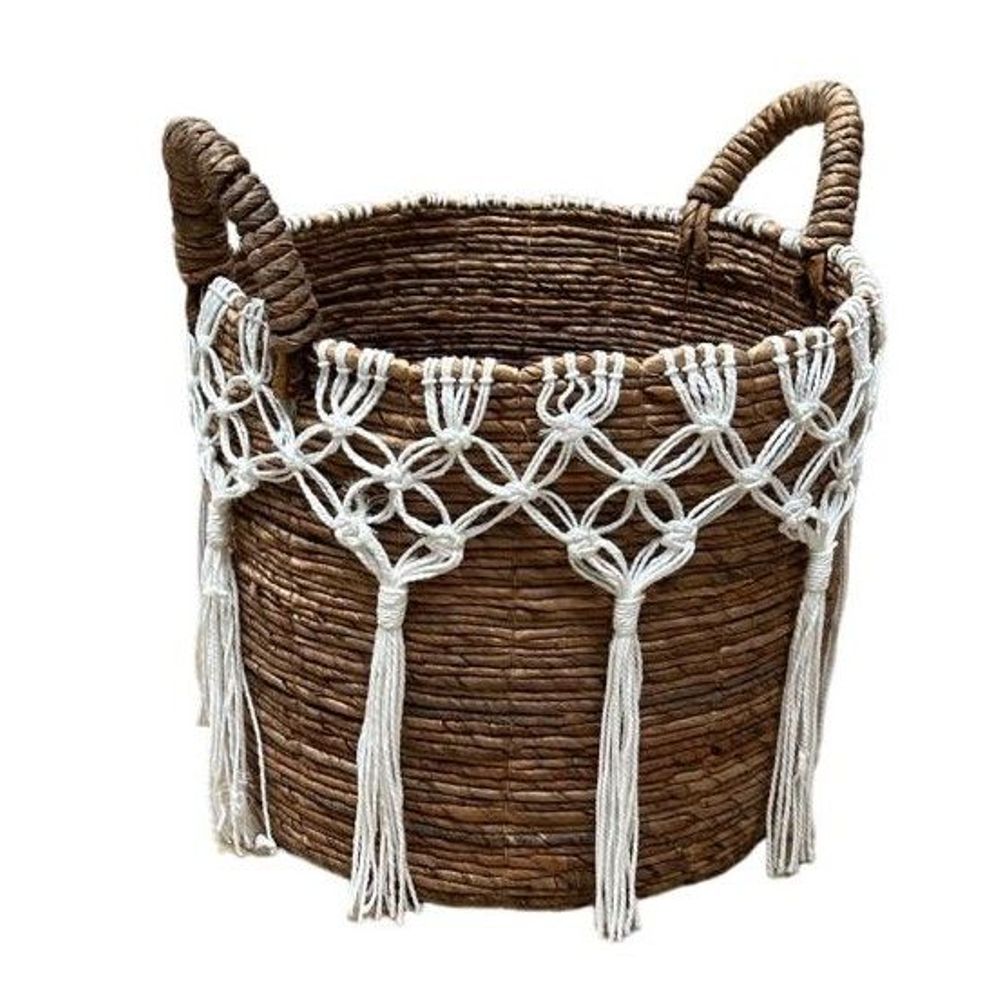 Set of 3 abaca and macrame baskets (Bali) - PAMS50 - Caskets and boxes ...