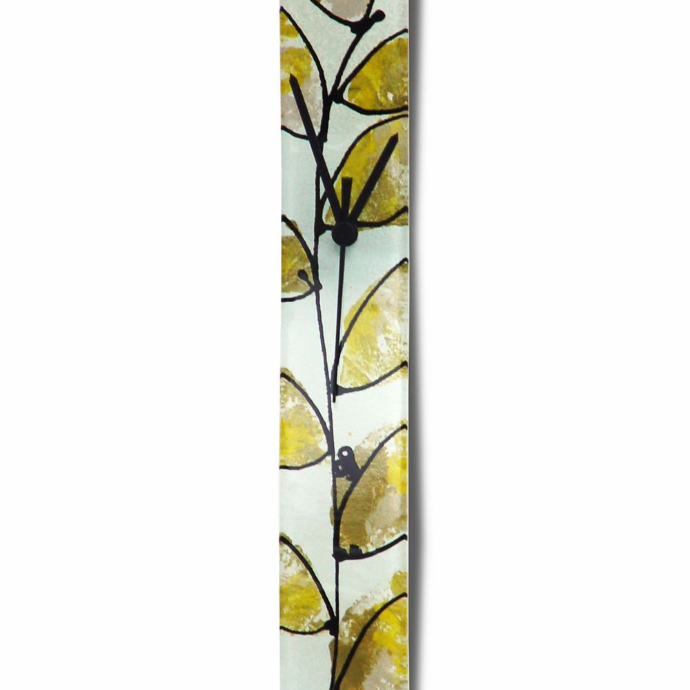 Leaf gold-yellow wall clock 6x41 cm - Clocks - CARNEOL GLASS - Glass | MOM