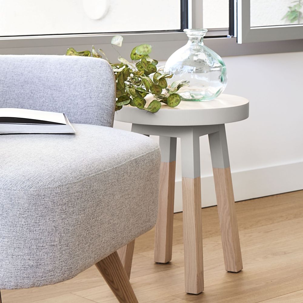 Lot de 2 tabourets ronds 100% en bois massif - design scandinave ...