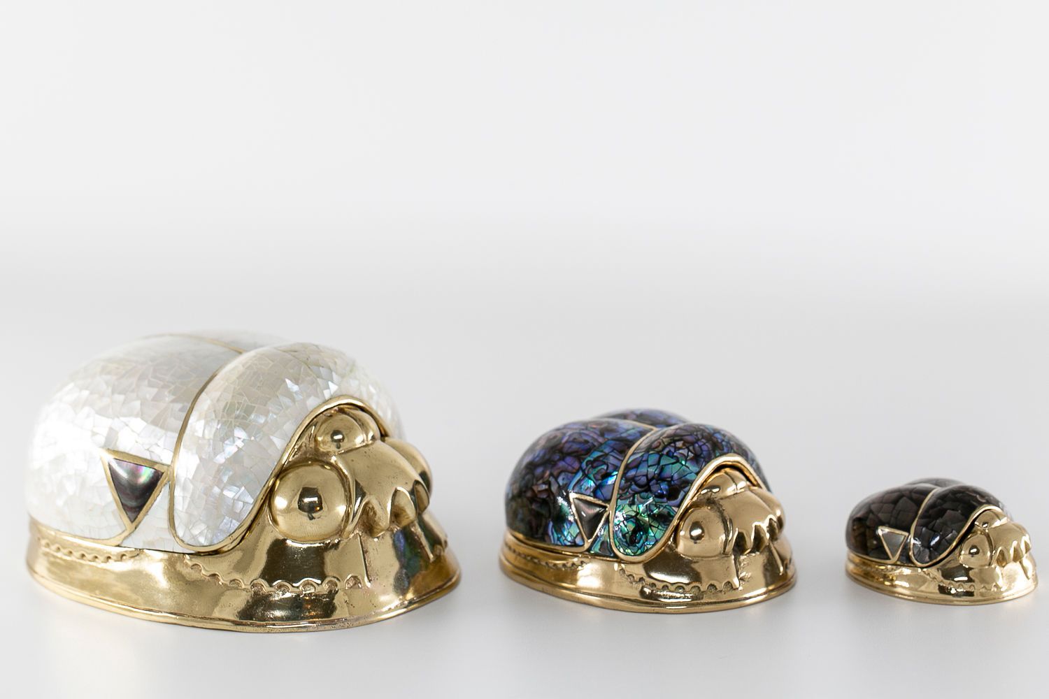 Egyptian Scarab box in natural mother-of-pearl and recycled brass ...