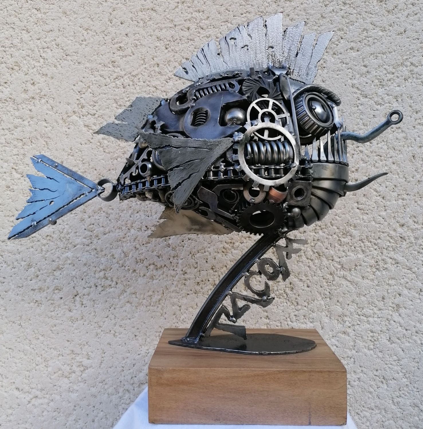 Piranha fish metal sculpture - Unique pieces - PACOM-CONCEPT - Wood ...