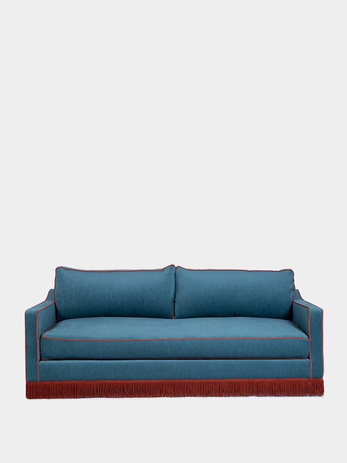 Afonso Wood and Velvet Blue Sofa - Sofas - HOUSE OF CAPRICORN | MOM